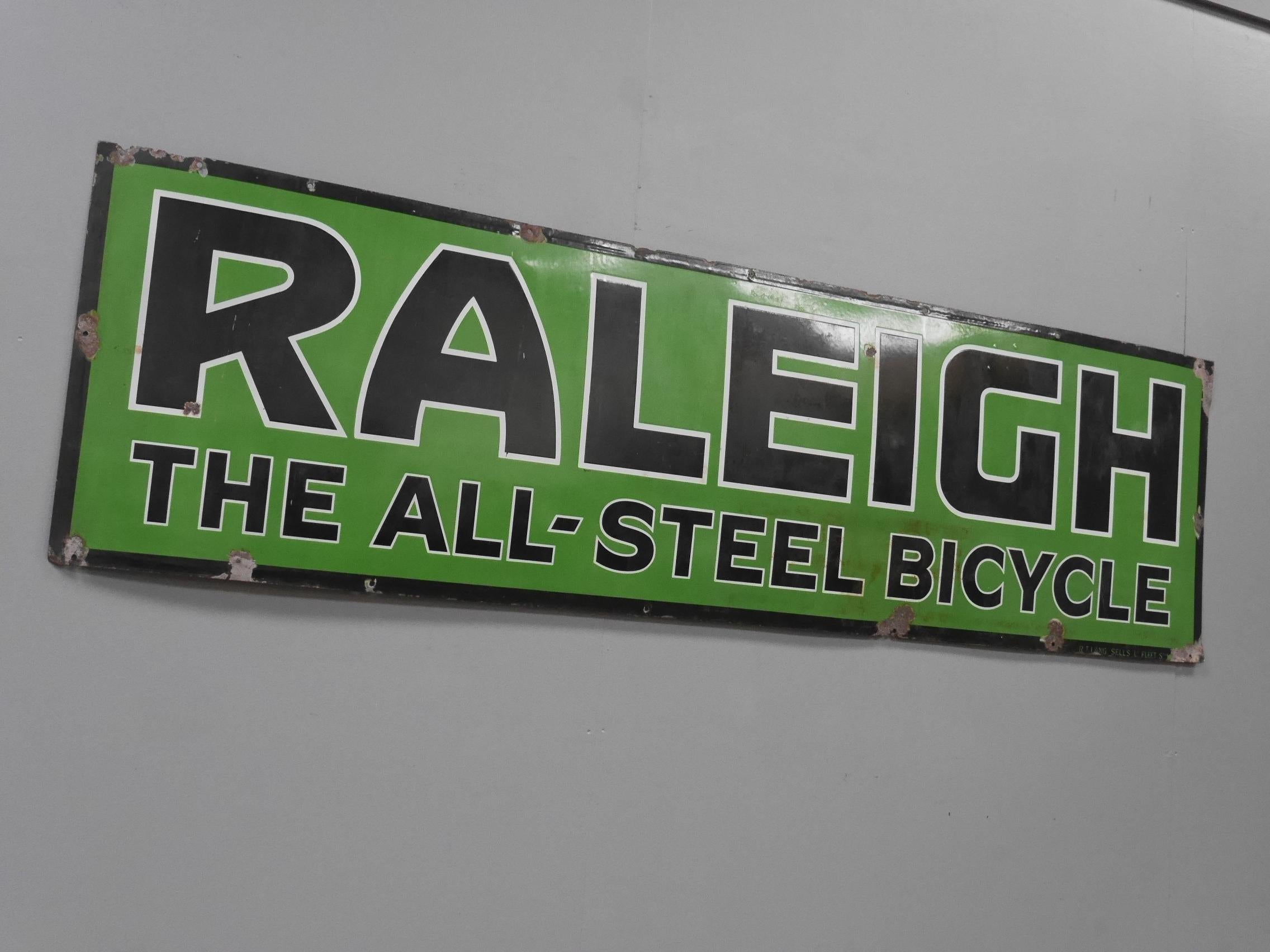 Large C1930 Raleigh Cycles Enamel Sign at 1stDibs