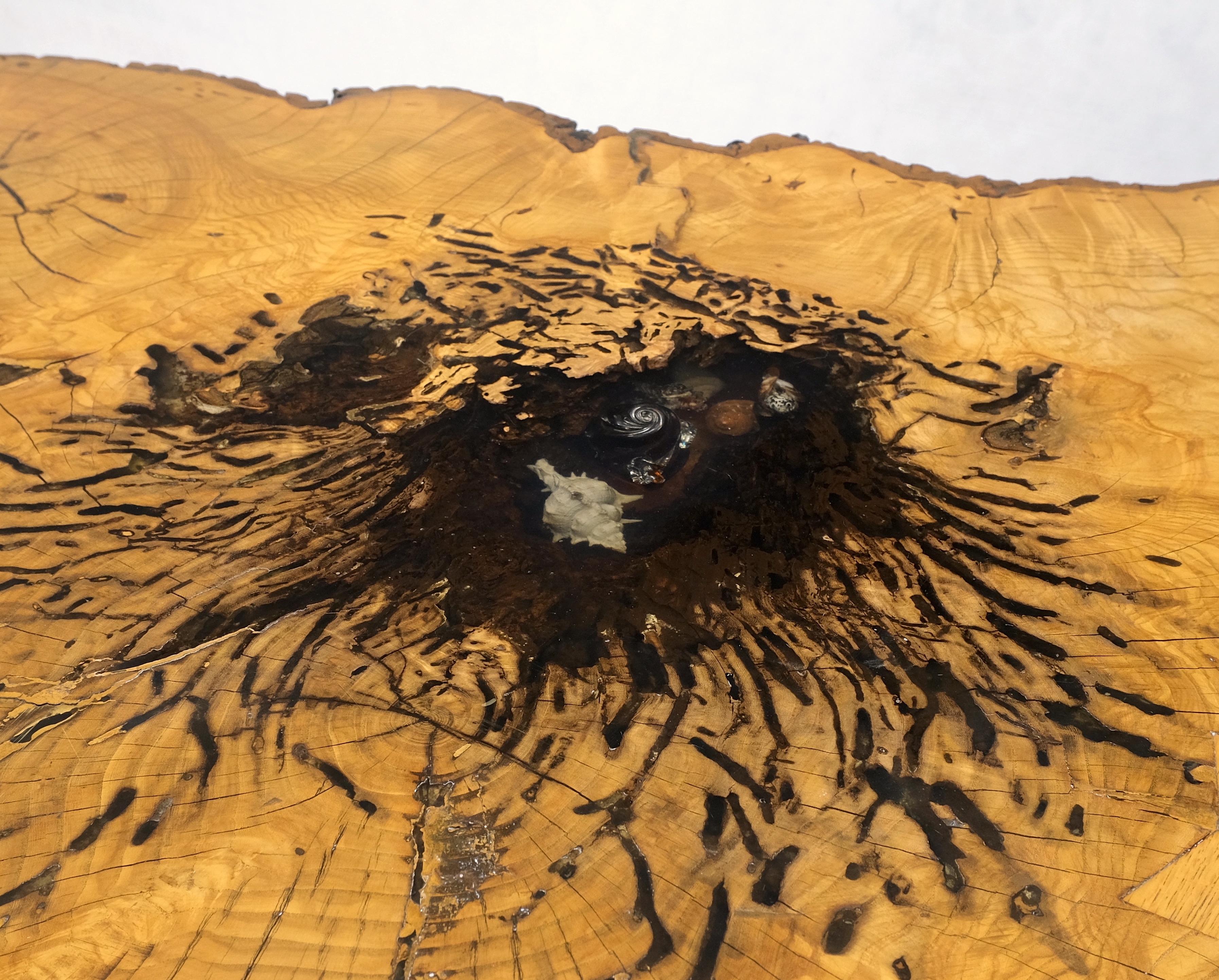 Large c. 1970s Thick Slab Live Edge Organic Coffee Table Butterfly ...