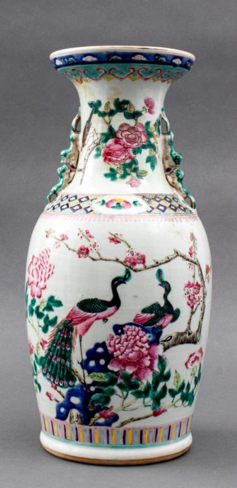 Large Canton Enameled Porcelain Vase at 1stDibs