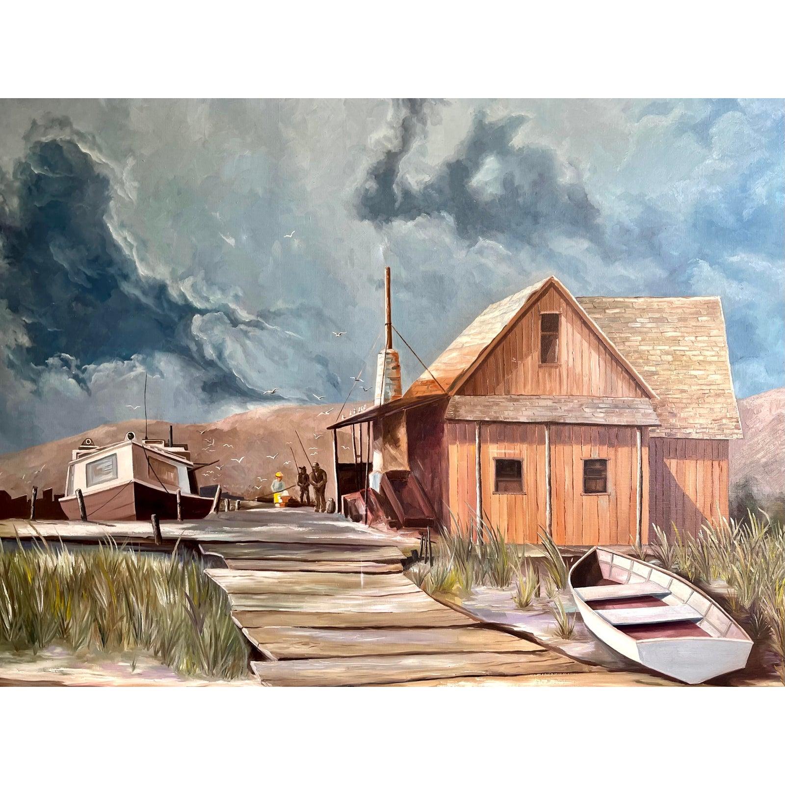 Large Cape Cod Original Seascape Oil Painting by Alton H Golden, 1980s ...