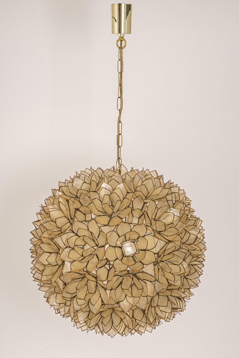 Large Capiz Shell Lotus Ball Chandelier Pendant Light, Germany, 1960s ...