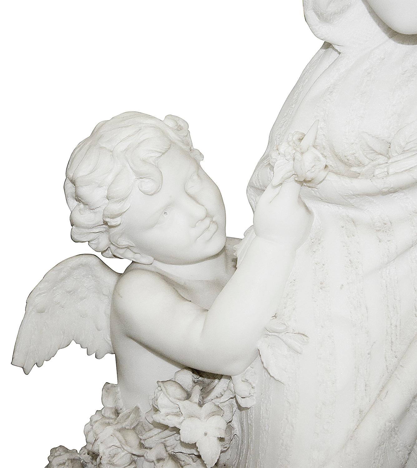 Large Carrara marble statue of Psyche and Putti by Romanelli, 19th ...