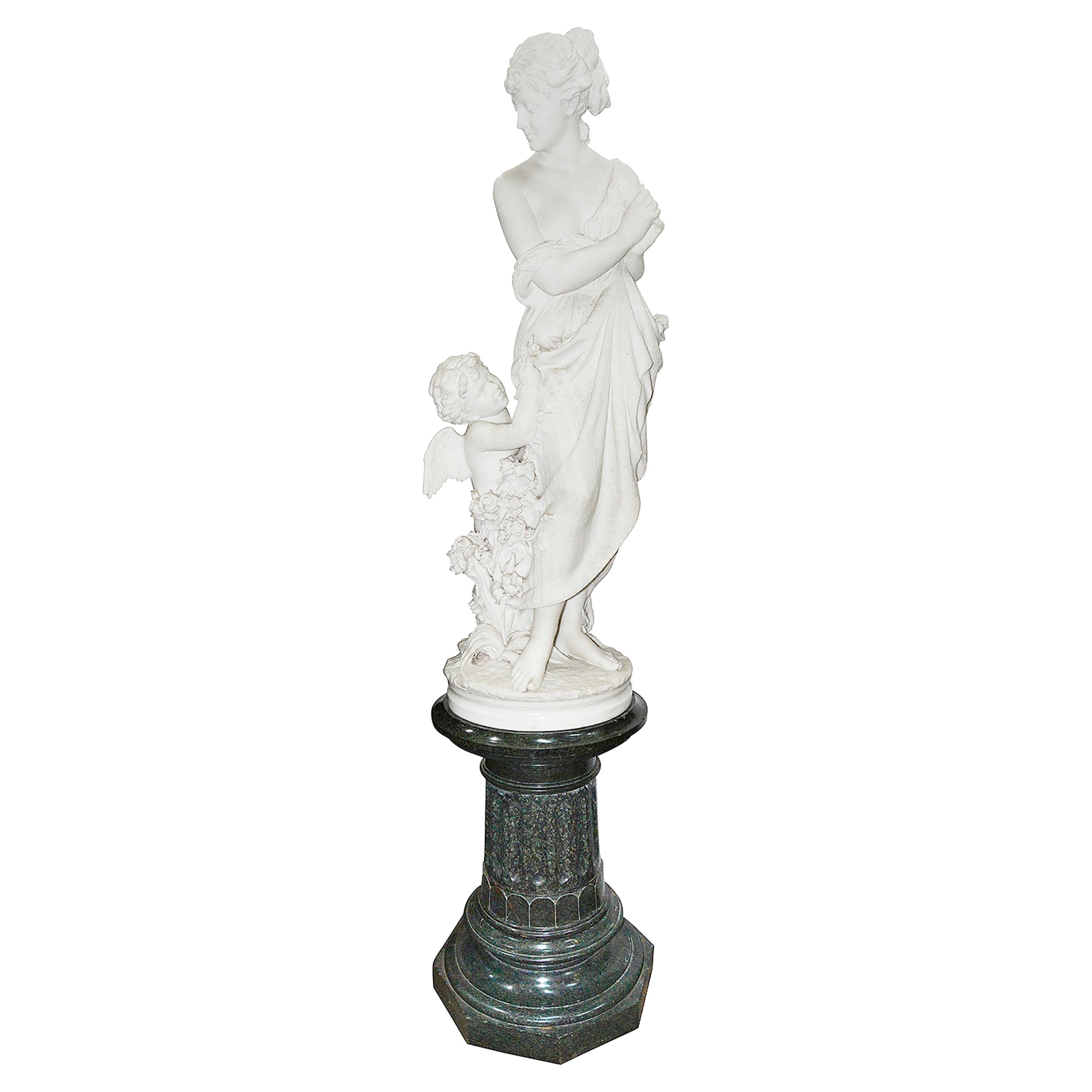 Large Carrara marble statue of Psyche and Putti by Romanelli, 19th ...