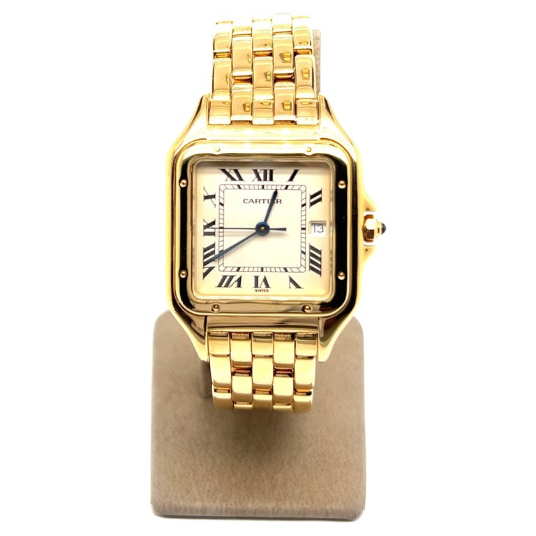 Large Cartier Panthère 18 Karat Yellow Gold Watch For Sale at 1stDibs