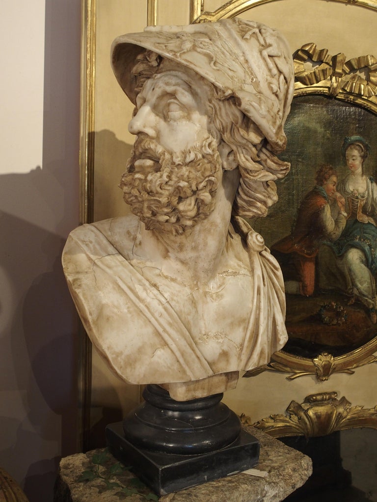 Large Carved Antique Italian Alabaster Bust of Menelaus, King of Sparta ...