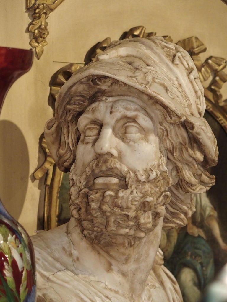 Large Carved Antique Italian Alabaster Bust of Menelaus, King of Sparta ...