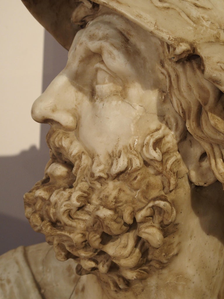 Large Carved Antique Italian Alabaster Bust of Menelaus, King of Sparta ...