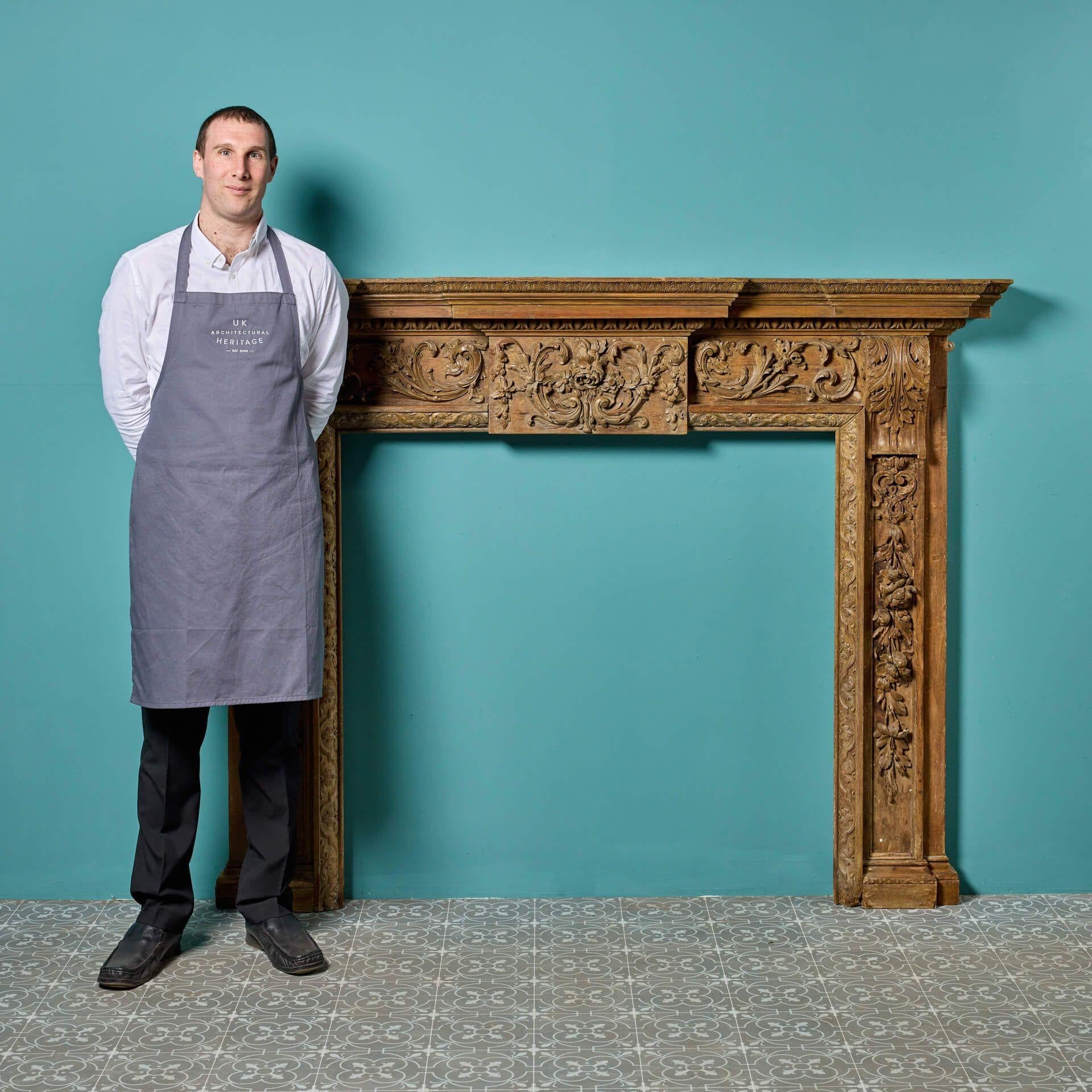 Large Carved Georgian Pine Fire Mantel For Sale at 1stDibs