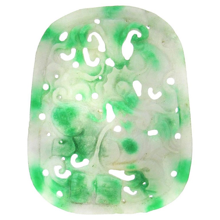 Large Carved Jadeite Plaque For Sale at 1stDibs