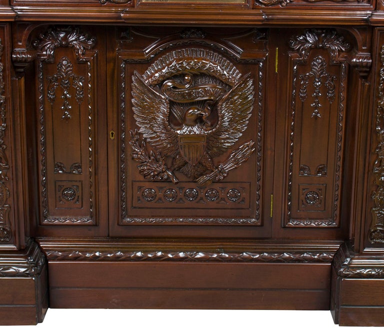 Large Carved Mahogany Reproduction Resolute Presidents Desk For Sale at ...
