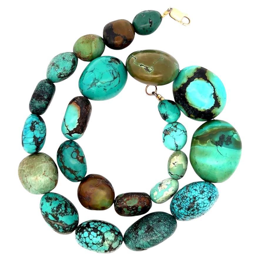 Large Carved Natural Baroque Spider Web Turquoise Bead Gold Statement ...