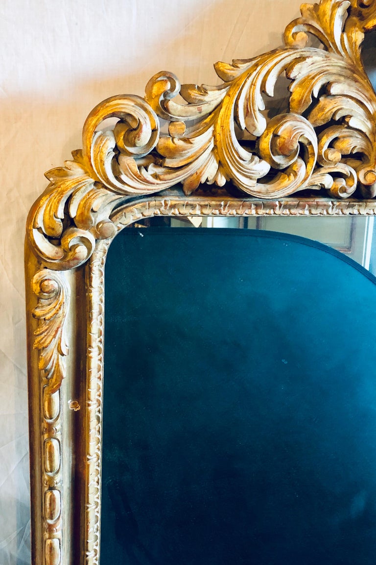 Large Carved Rococo Wall or Console Mirror with Grape and Scroll Design ...