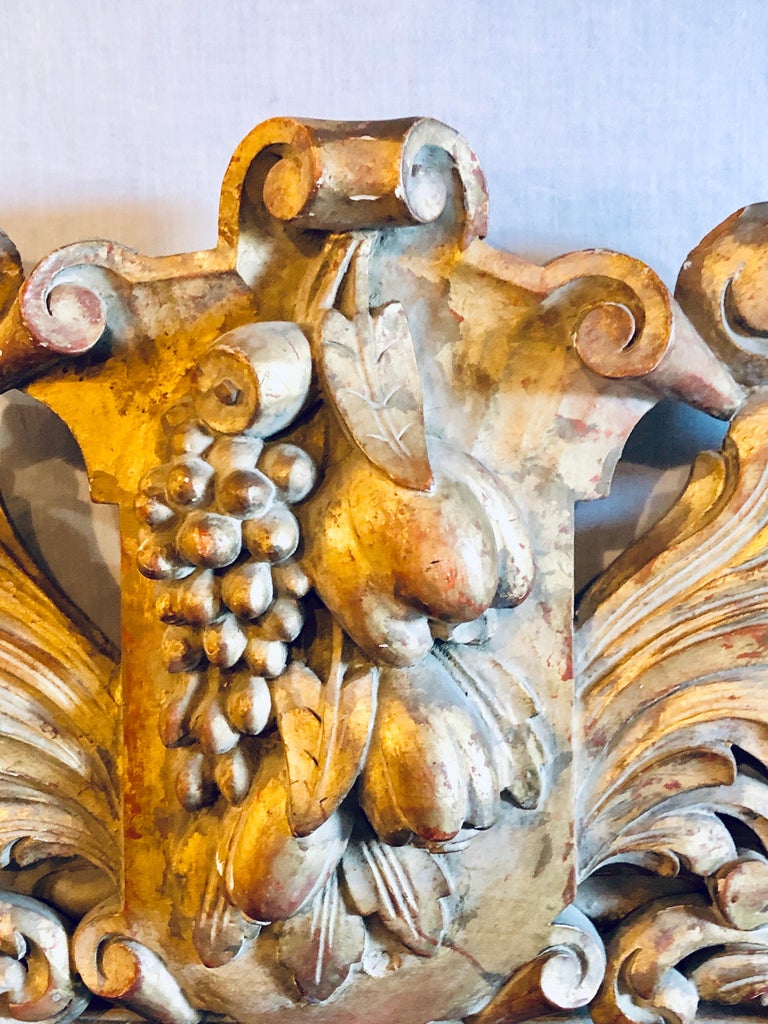 Large Carved Rococo Wall or Console Mirror with Grape and Scroll Design ...