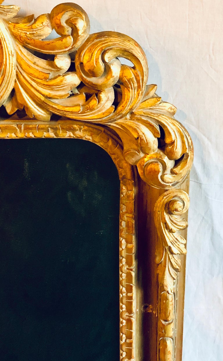Large Carved Rococo Wall or Console Mirror with Grape and Scroll Design ...