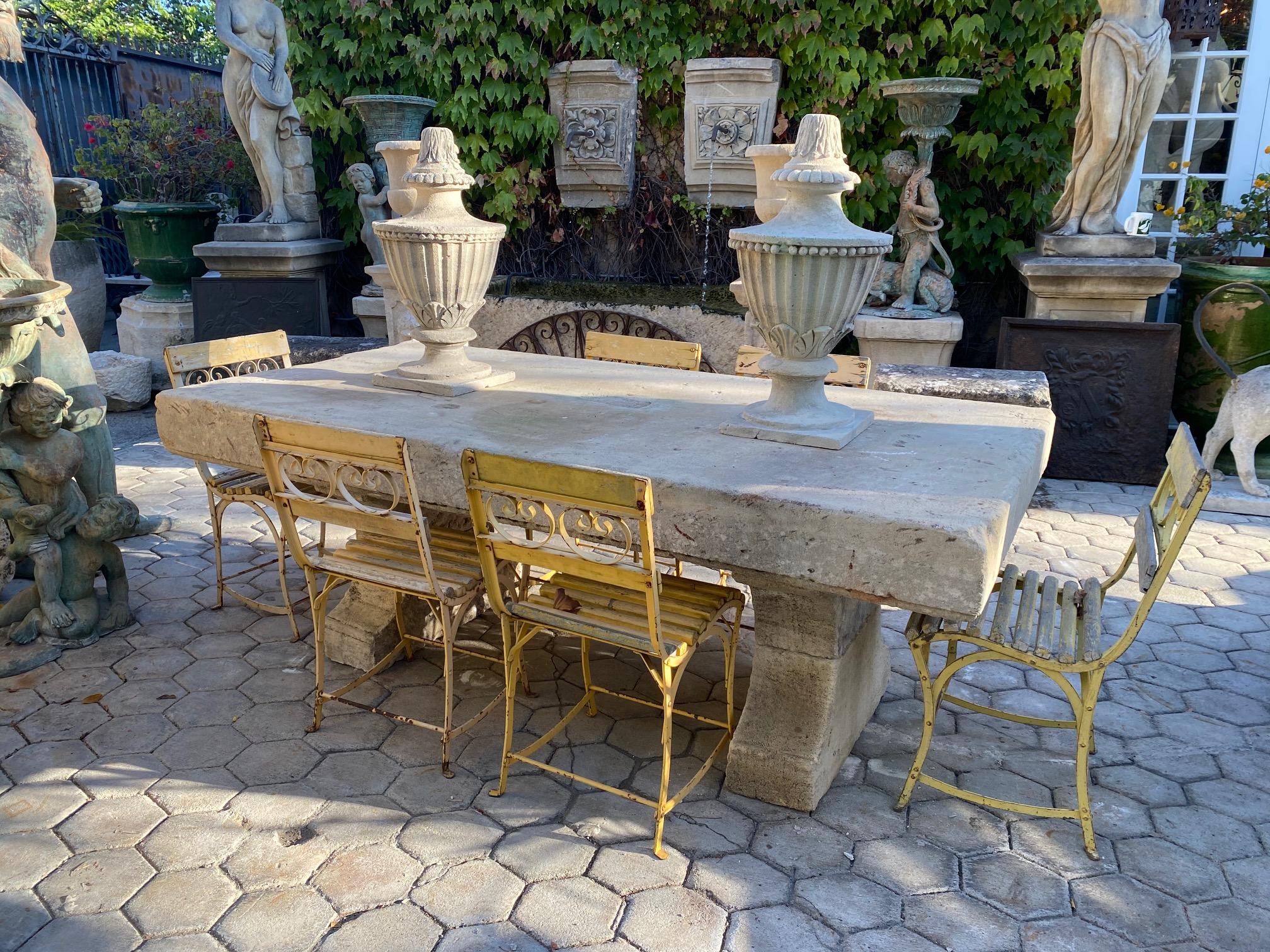 Large Carved Stone Antique Garden Outdoor Indoor Dining Coffee Table ...