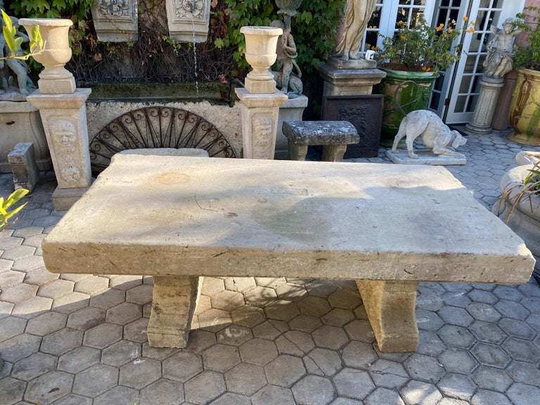 Large Carved Stone Antique Garden Outdoor Indoor Dining Coffee Table ...