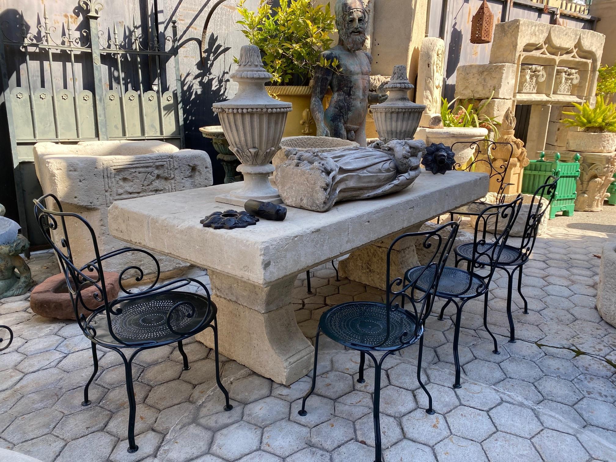 Large Carved Stone Antique Garden Outdoor Indoor Dining Coffee Table ...