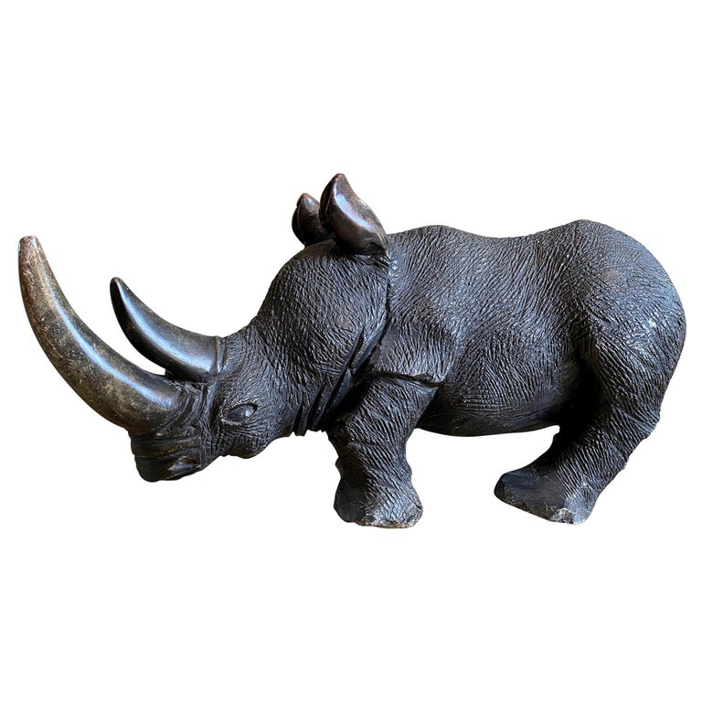 Large Carved Stone Rhino Sculpture For Sale at 1stDibs