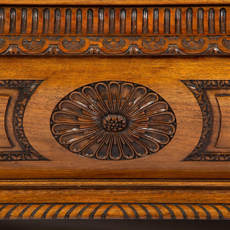 Large Carved Velvet Lined Walnut Display Case, with Internal Glass ...