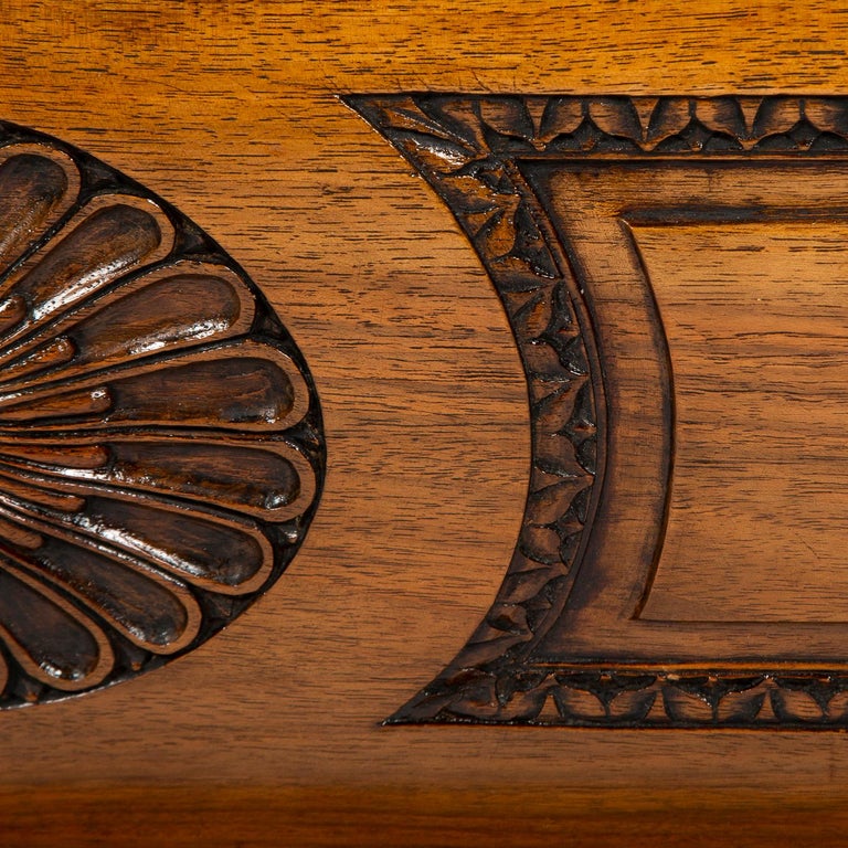 Large Carved Velvet Lined Walnut Display Case, with Internal Glass ...