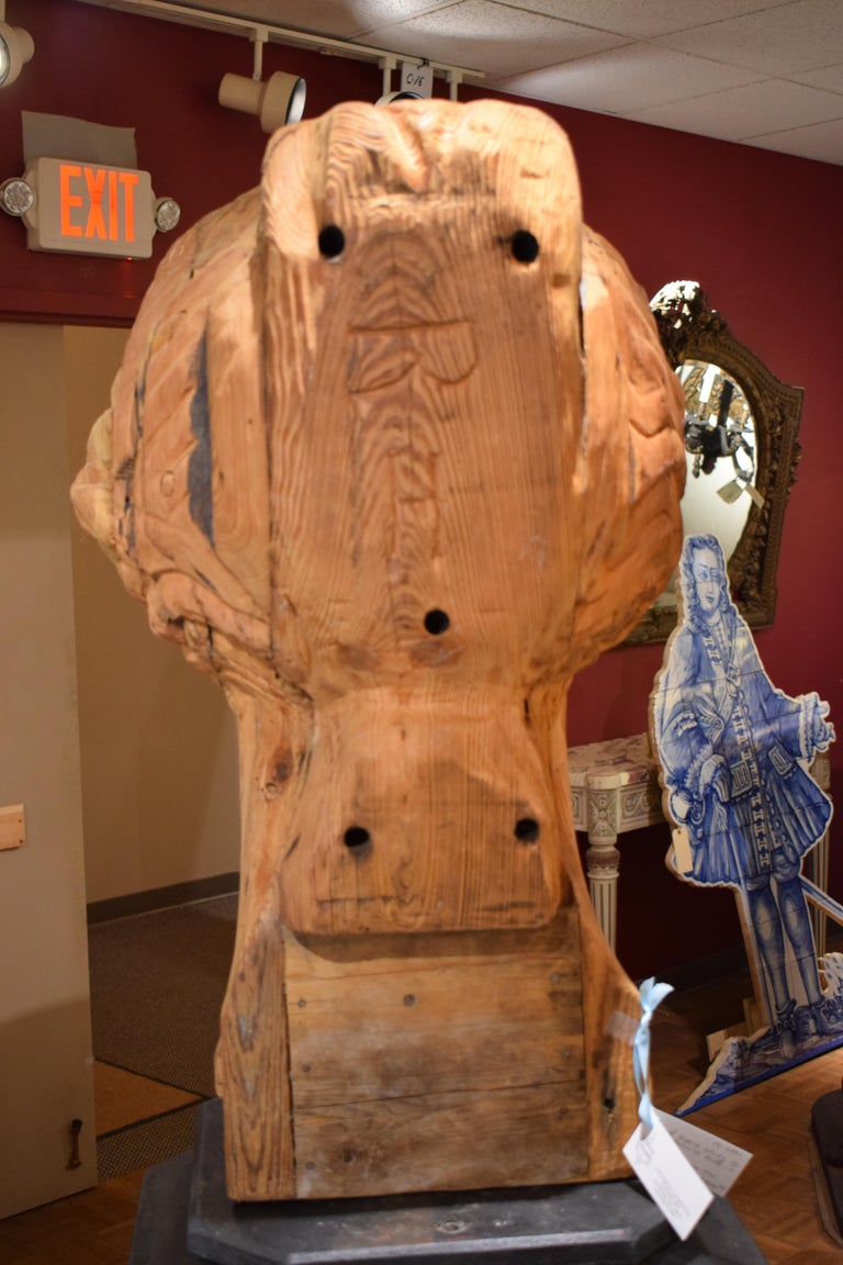 Large Carved Wood Bust of Head at 1stDibs