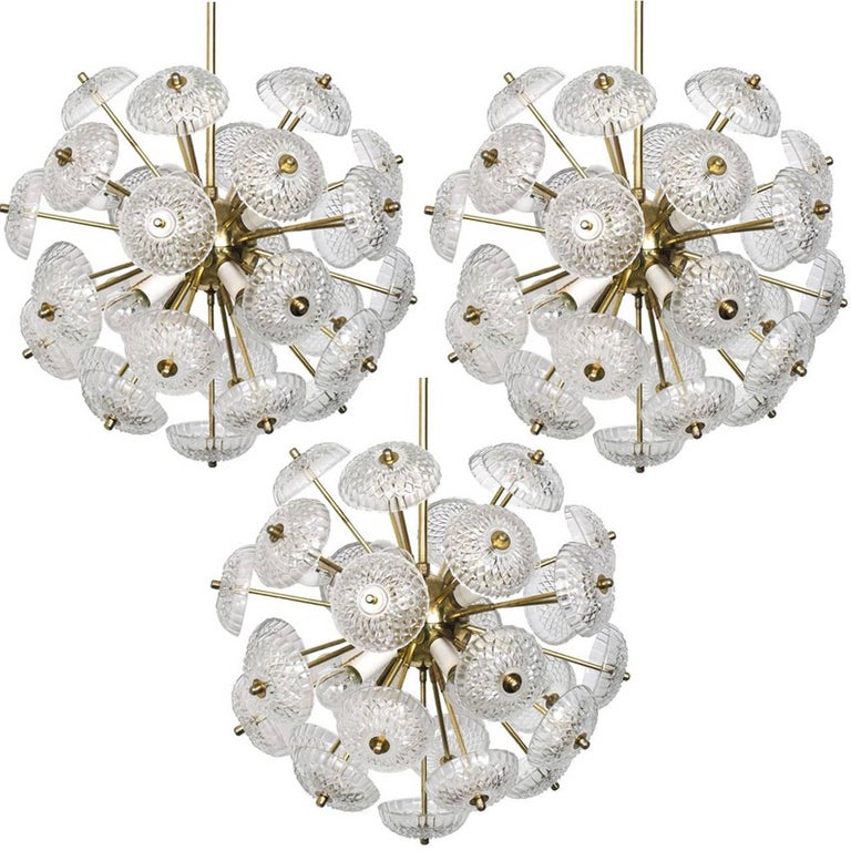 Large Cascade Light Fixture with Five Sputniks in the Style of Emil ...