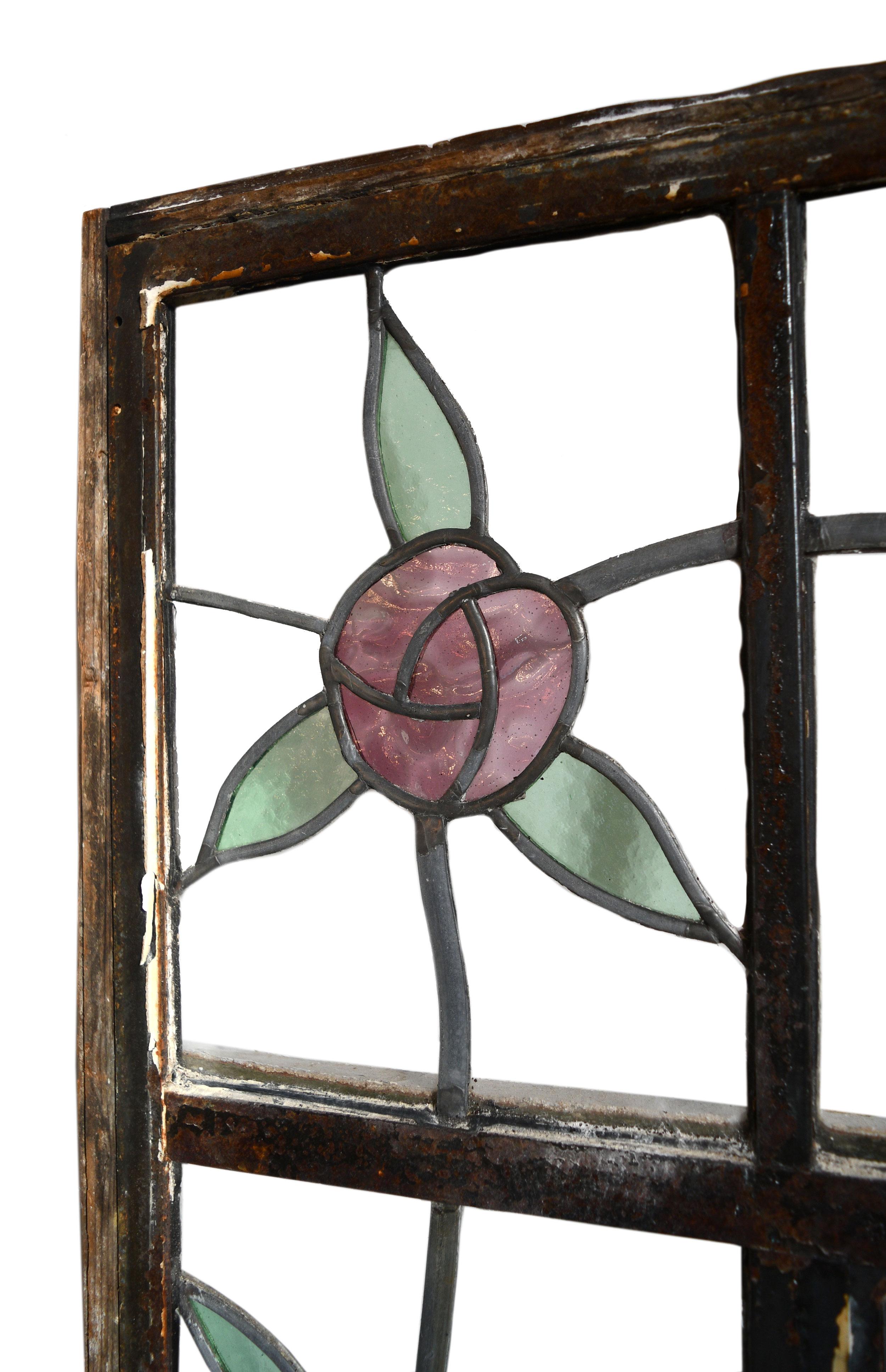 Large Casement Window with Stained Glass Roses at 1stDibs | stained ...