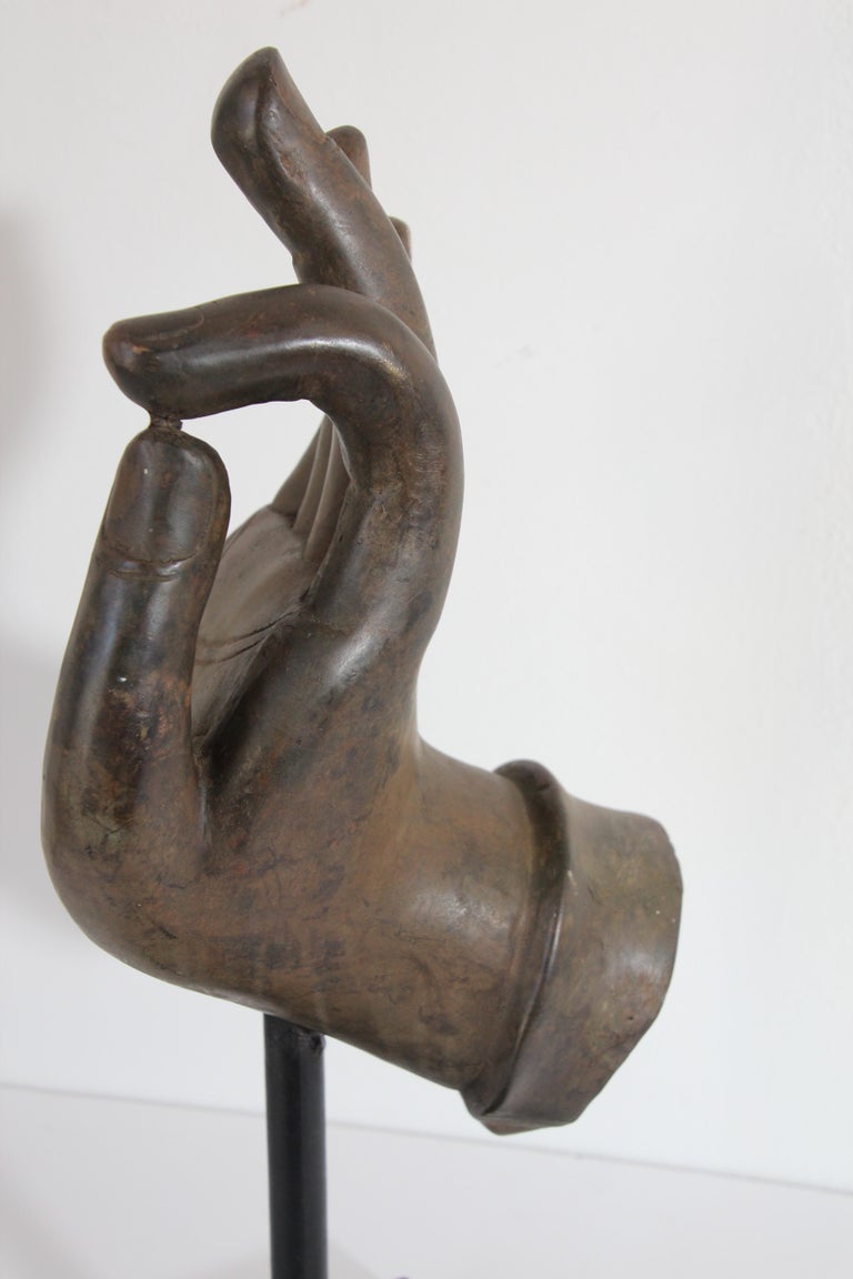 Large Cast Bronze Buddha Hand Sculpture on Stand For Sale at 1stDibs ...