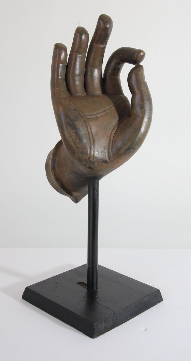 Large Cast Bronze Buddha Hand Sculpture on Stand For Sale at 1stDibs ...