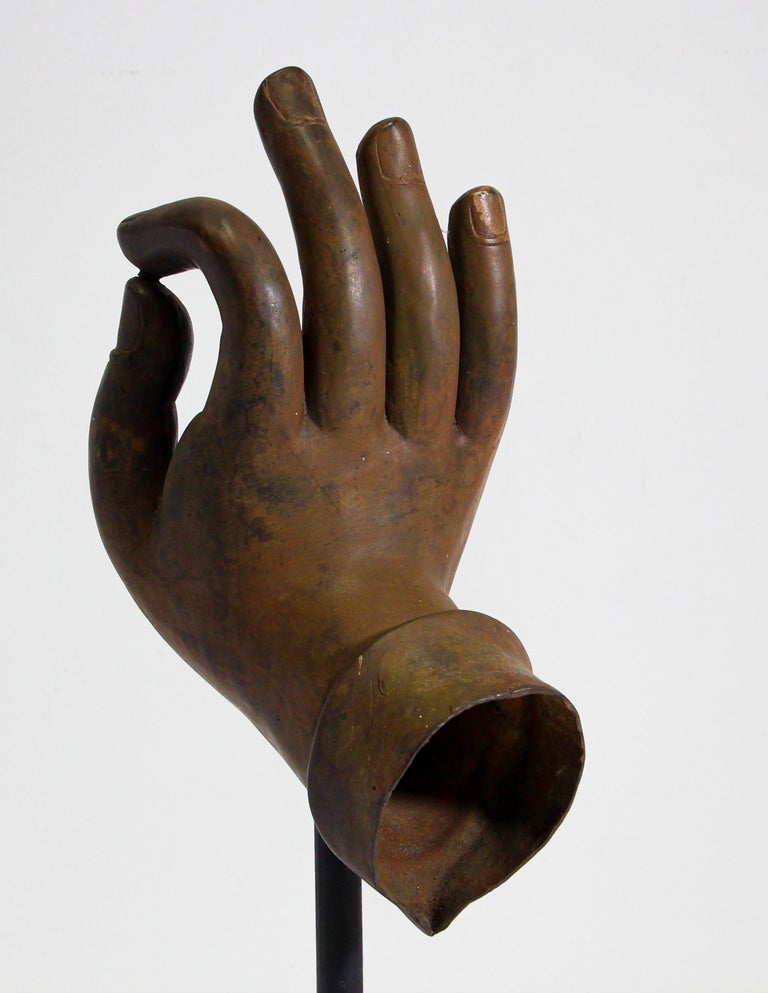Large Cast Bronze Buddha Hand Sculpture on Stand For Sale at 1stDibs ...