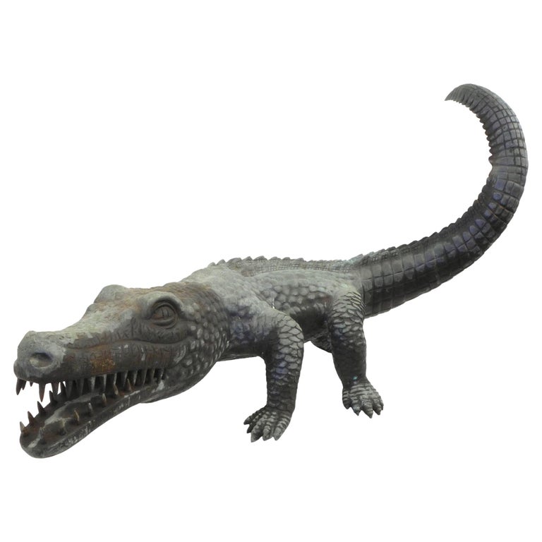 Large Cast Bronze Crocodile Sculpture For Sale at 1stDibs