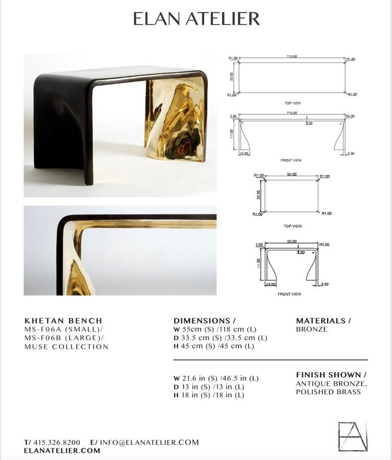 Large Cast Bronze Khetan Bench with Gold Bronze Interior by Elan Atelier For Sale at 1stDibs