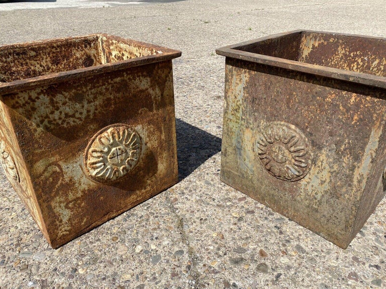 Large Cast Iron Square French Industrial Style Garden Planter Box, a ...