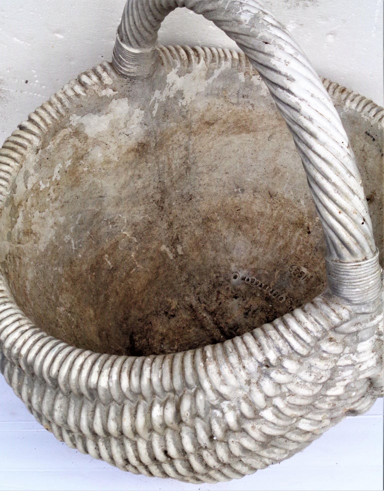 Cast Stone Basket Garden Planter For Sale at 1stDibs | stone basket planter