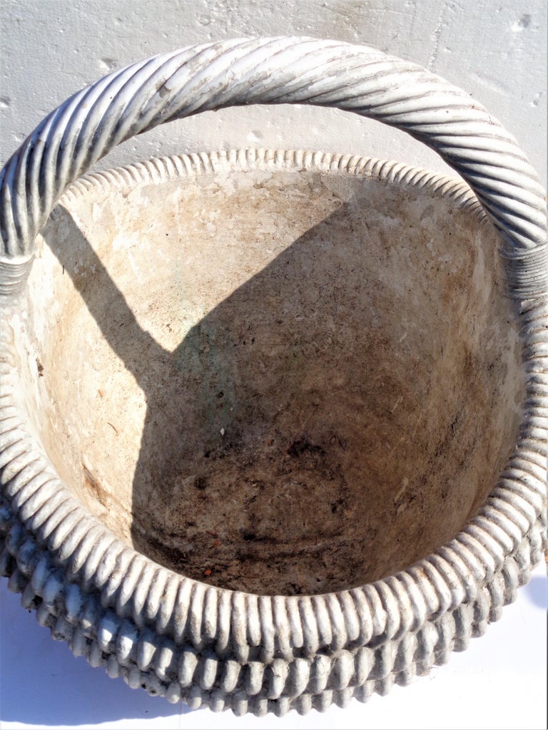 Cast Stone Basket Garden Planter For Sale at 1stDibs | stone basket planter