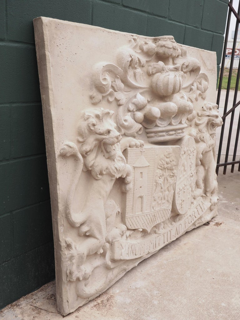 Large Cast Stone Coat of Arms Chateau Plaque from Belgium For Sale at ...