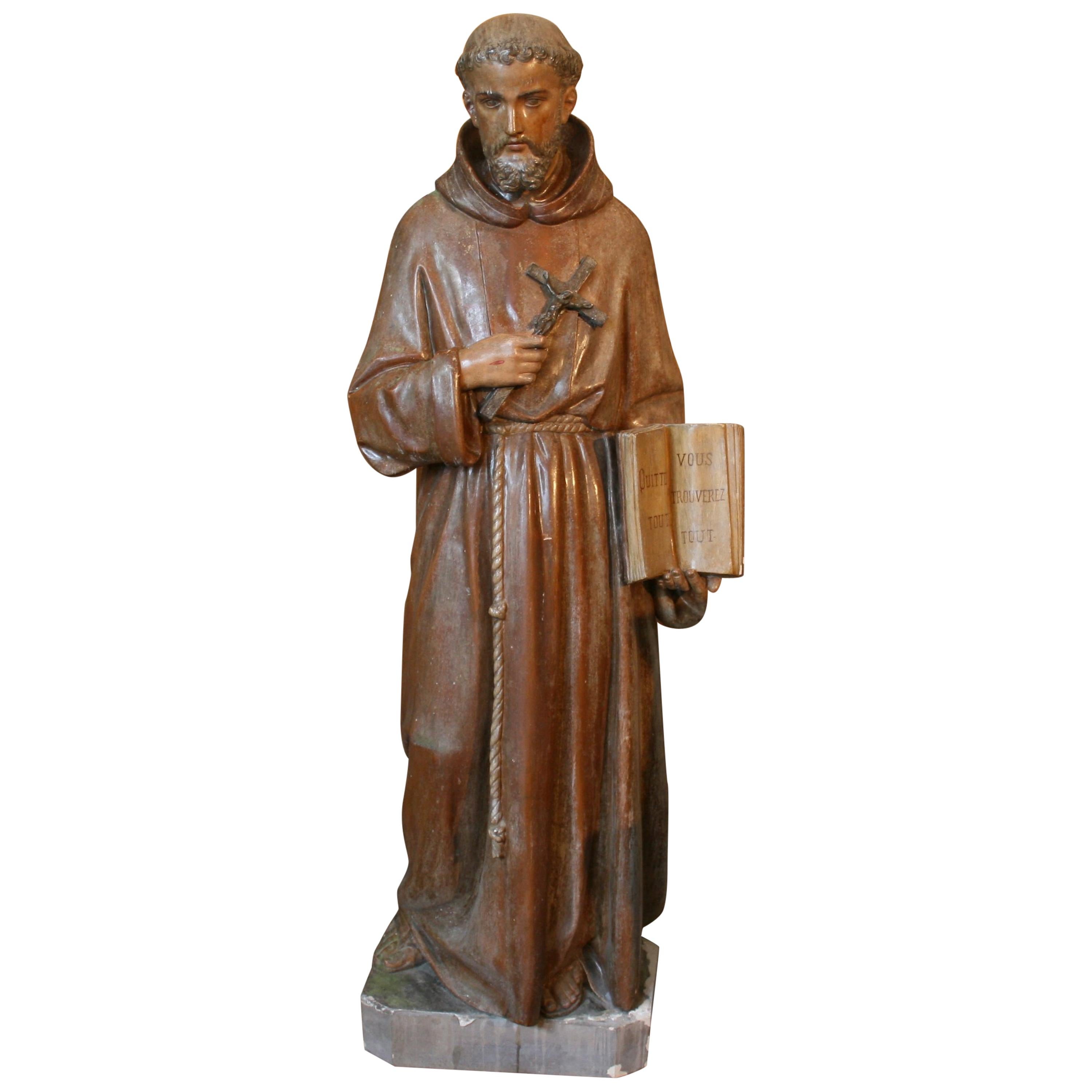 Large Cast Stone Figure of St. Francis of Assisi, Late 19th Century at ...