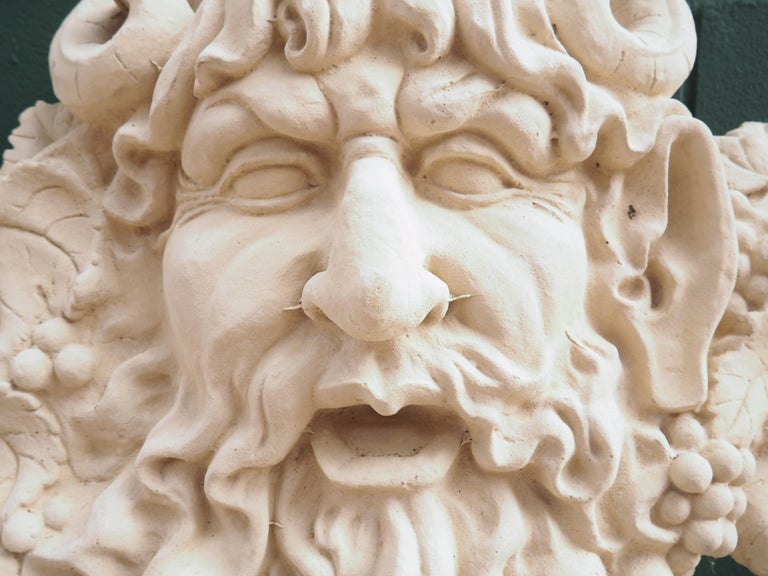Large Cast Stone Wall Hanging or Fountain Spout of Bacchus, God of Wine ...