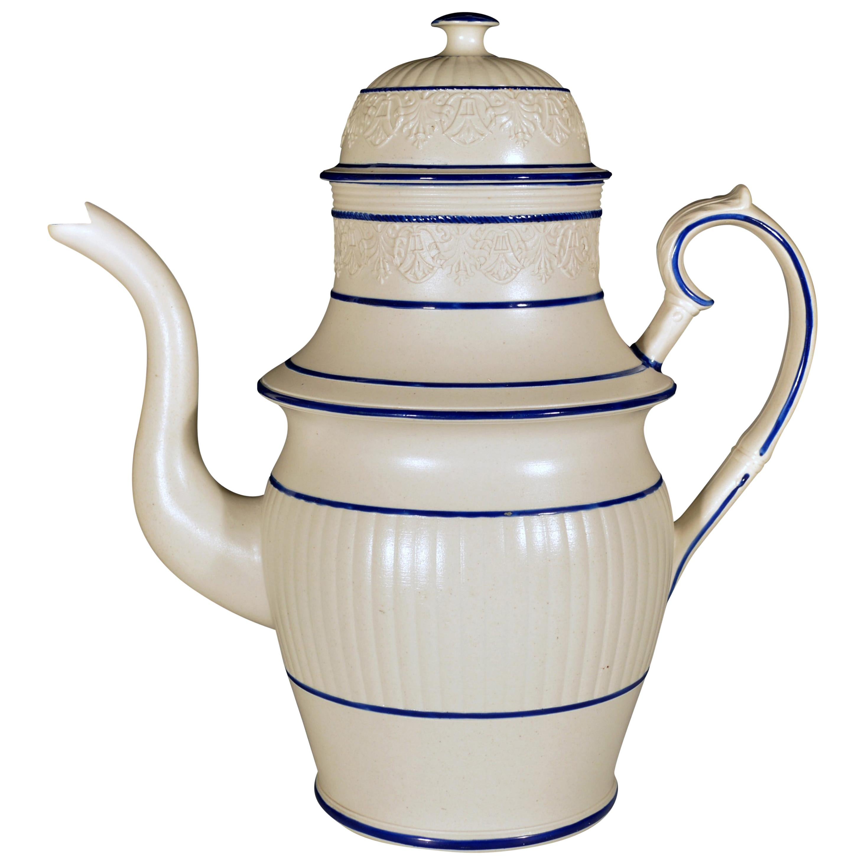 Large Castleford-Type Pottery Coffee Pot and Cover For Sale at 1stDibs