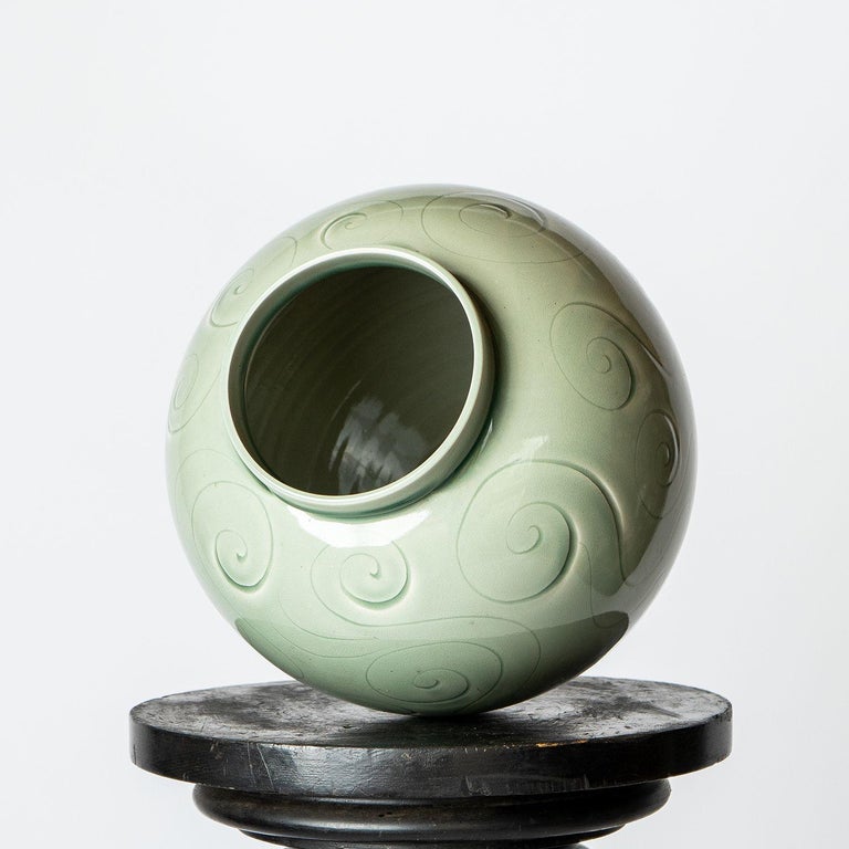 Large Celadon Vase By Agnete Hoy For Bullers Studio Pottery, C. 1940s ...