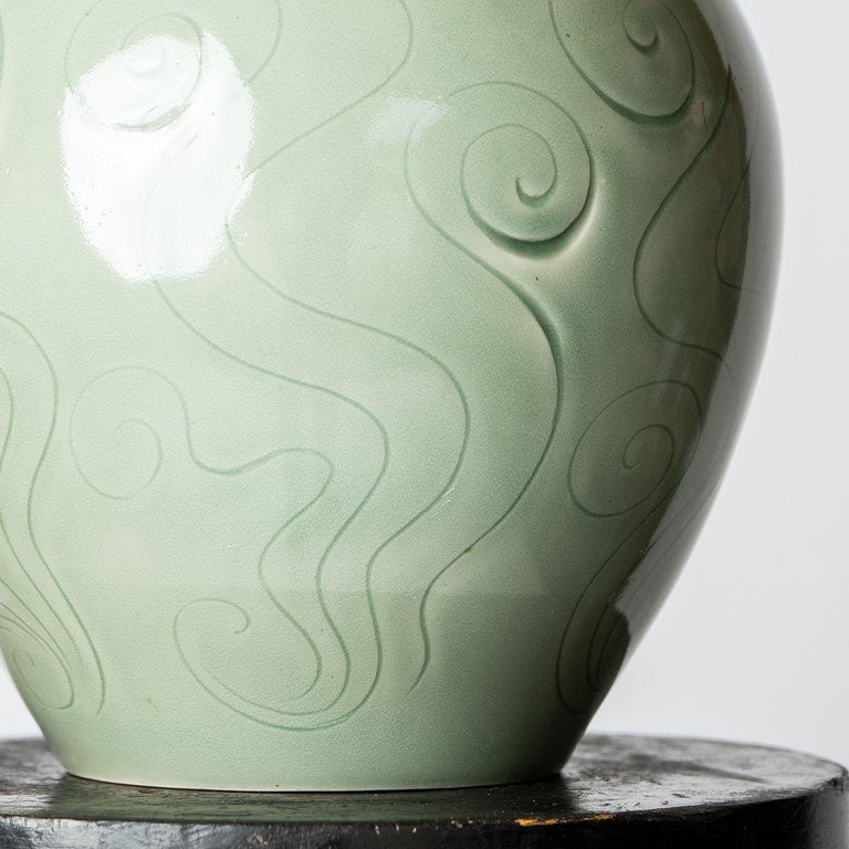 Large Celadon Vase By Agnete Hoy For Bullers Studio Pottery, C. 1940s ...