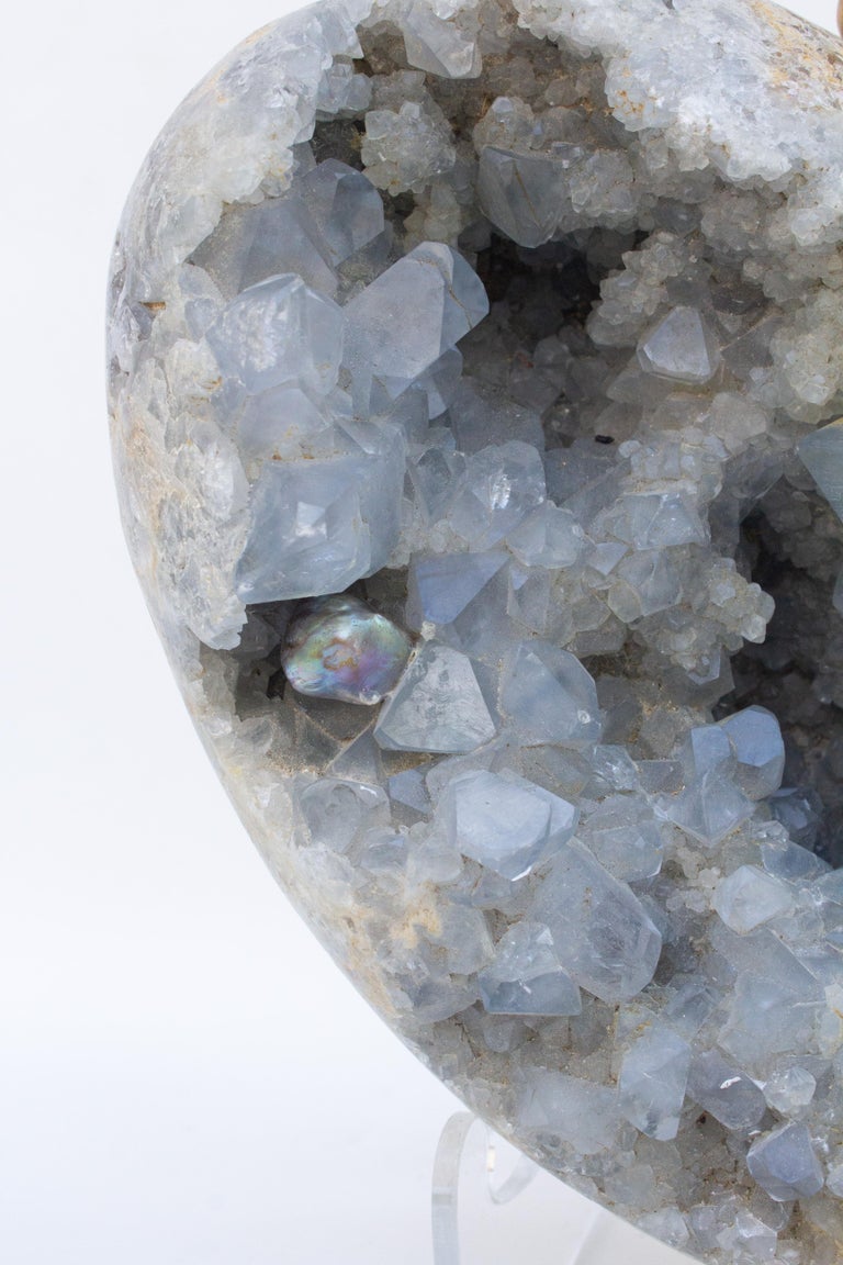 Large Celestial Geode Heart with an 18th Century Italian Cross and ...