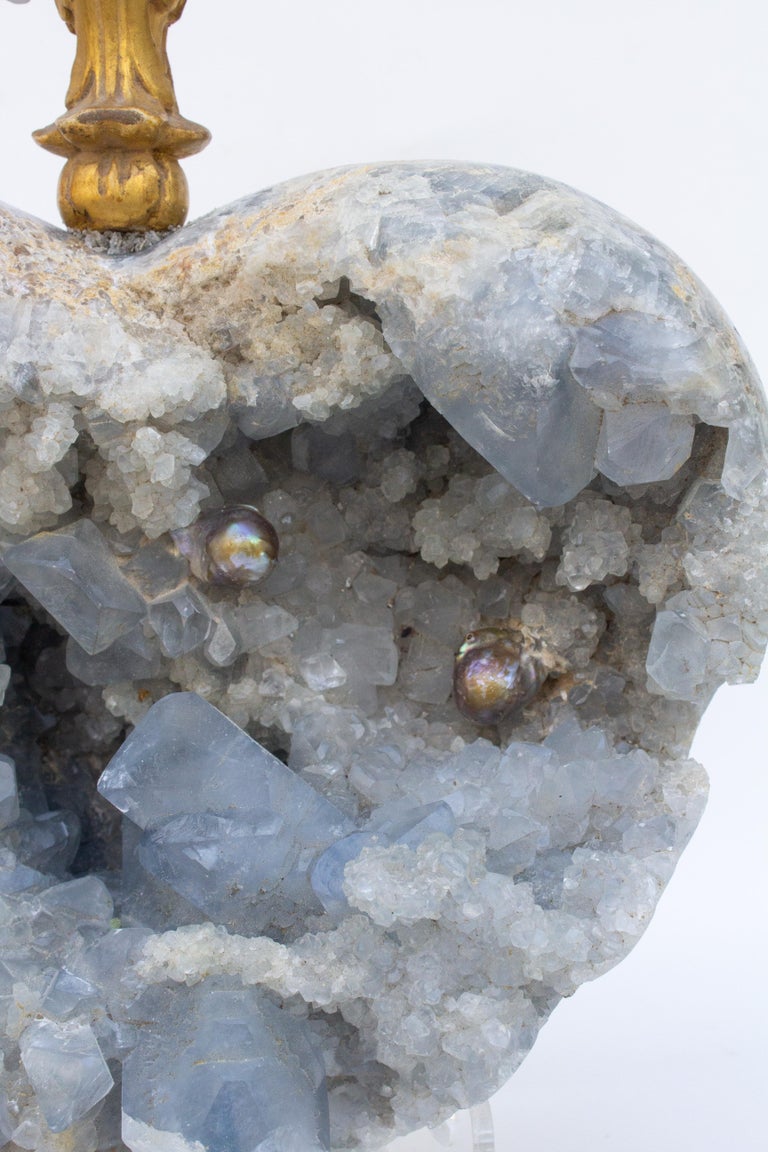 Large Celestial Geode Heart with an 18th Century Italian Cross and ...