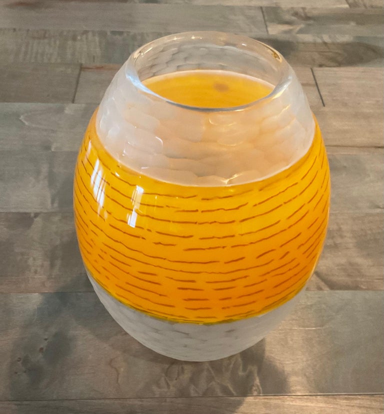 Large Cenedese Antonio da Ros Murano Art Glass Incalmo Battuto Vase ...