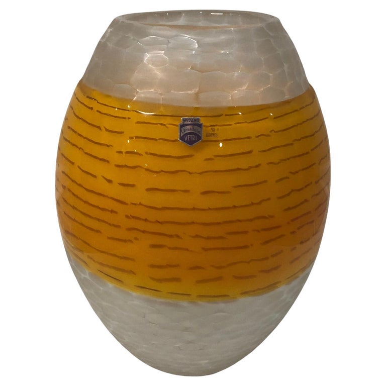 Large Cenedese Antonio da Ros Murano Art Glass Incalmo Battuto Vase ...