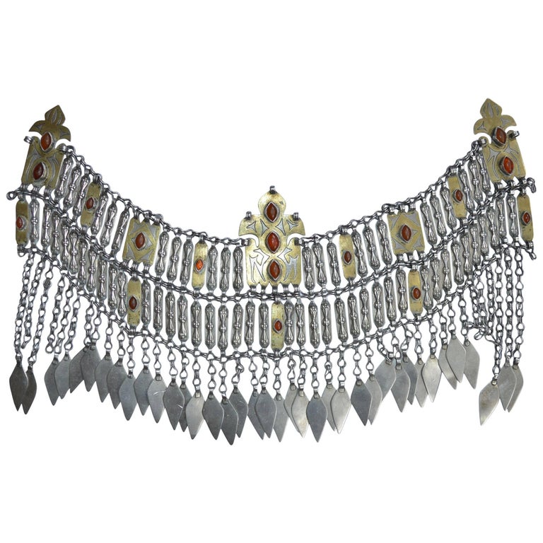 Large Central Asian Turkmen Tribal Silver Gilt Breast-Piece at 1stDibs