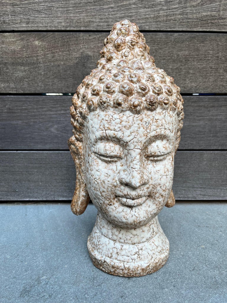 Large Ceramic Buddha Head Statue For Sale at 1stDibs