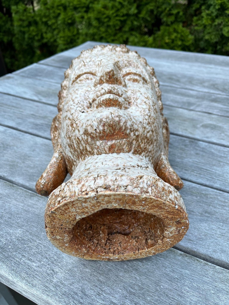 Large Ceramic Buddha Head Statue For Sale at 1stDibs