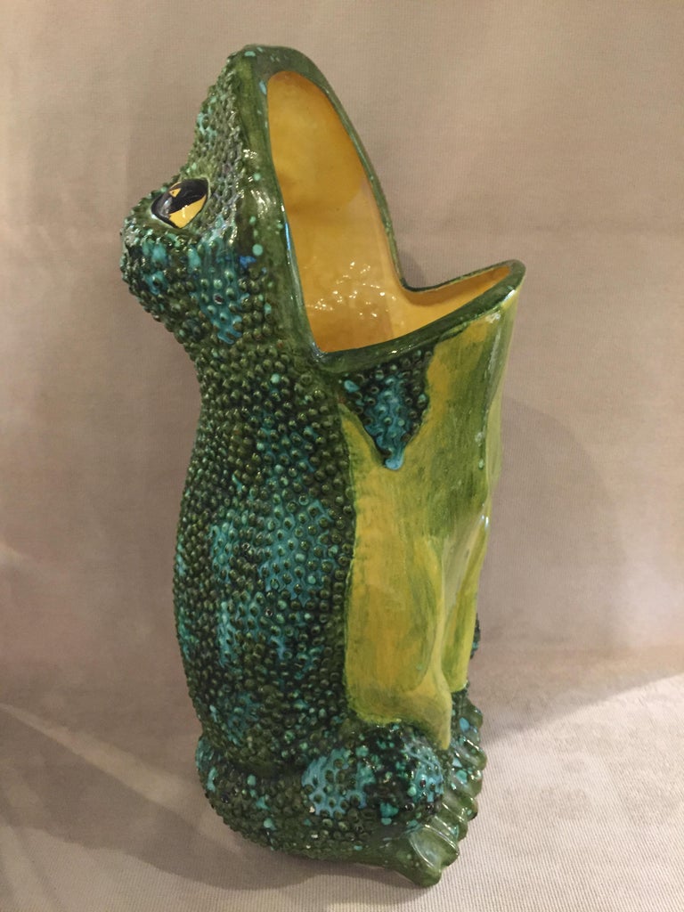 Large Ceramic Frog Umbrella Stand Hand Glazed at 1stDibs