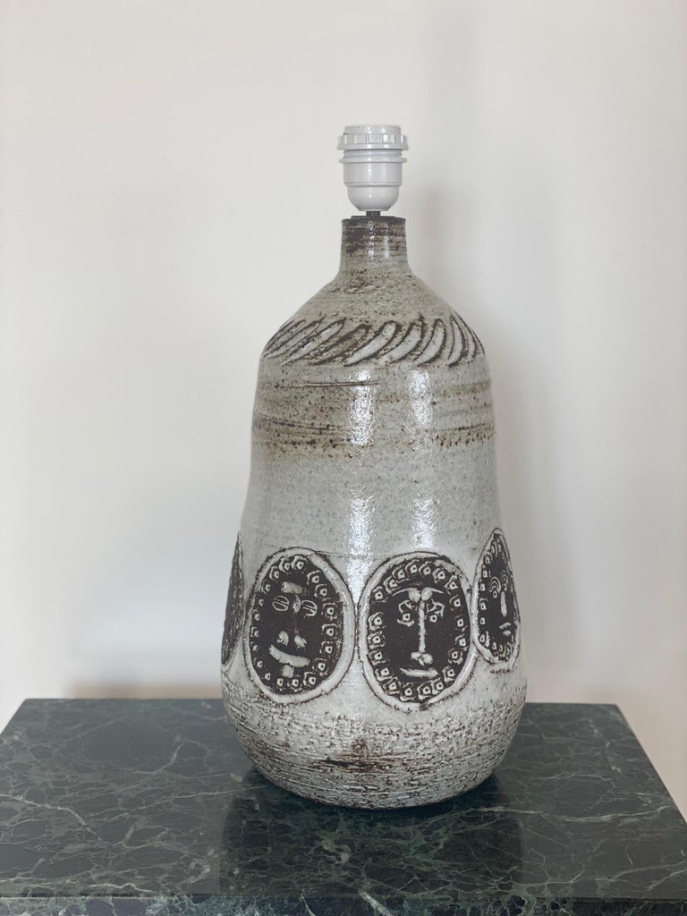 Large Ceramic Lamp Base Signed by Albert Thiry, Vallauris, 1960s For ...